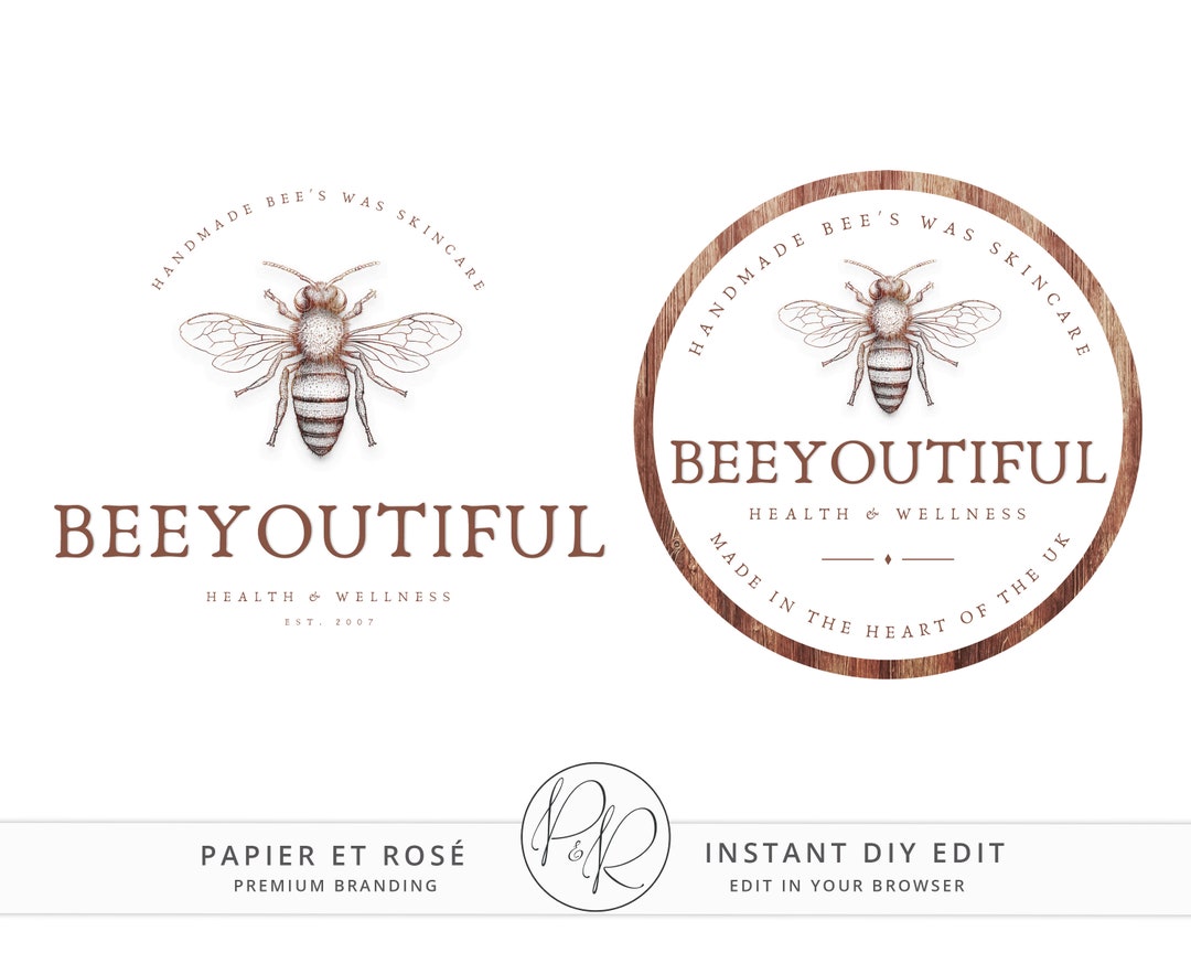 Editable DIY Primary & Watermark Logo Kit - 2 X Rustic Bee Farmhouse ...