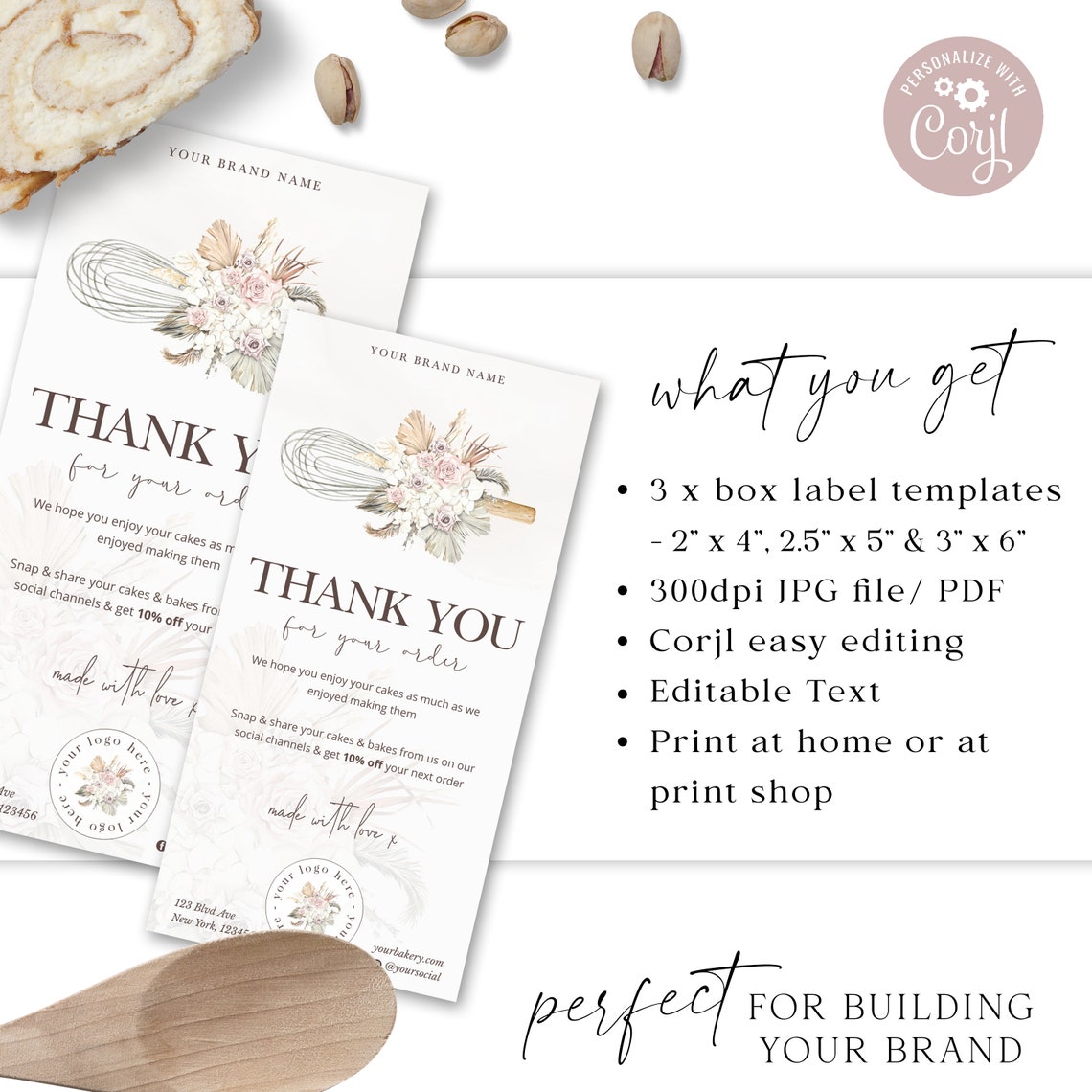Editable Cake Box Seal Label Template 3 Sizes DIY Edit - Etsy UK