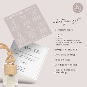 Car Diffuser Care Guide Editable Template, Minimalist DIY Edit Car Air ...