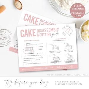 Cake Disassembly and Cutting Guide Editable Template, 2 Sizes Printable ...