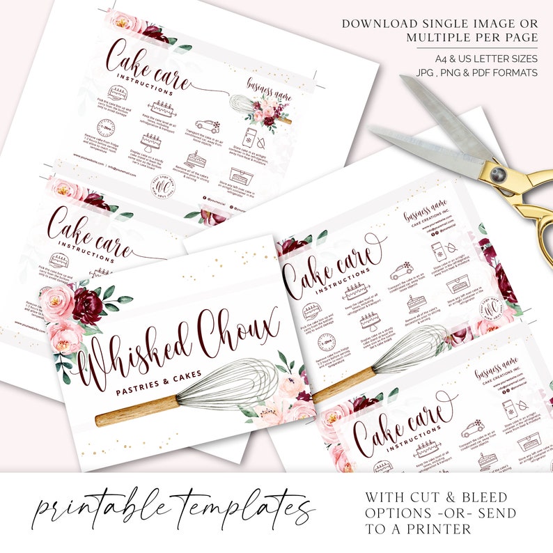 Editable Cake Care Card Printable Cake Care Template - Etsy UK