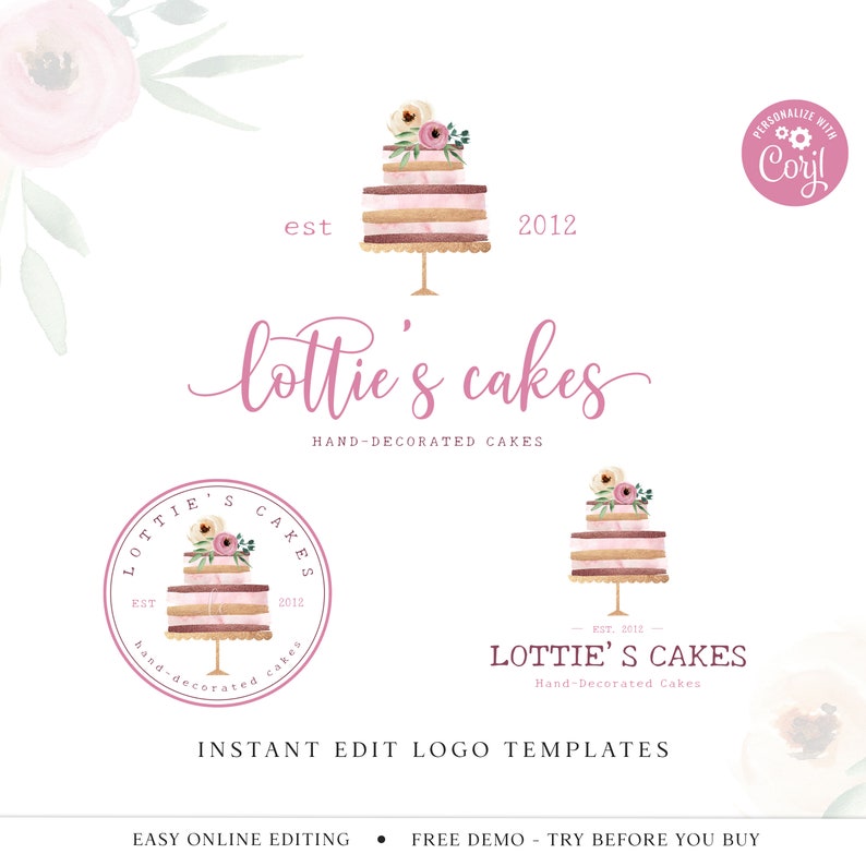 Editable Bakery Logo Bundle DIY Edit Cake Decorator Logo - Etsy UK