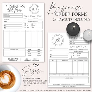Business Order Form Editable Template, (2 Sizes) Minimalist Company ...