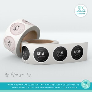 Editable Circle Label Template 3 Sizes Customized DIY | Etsy UK