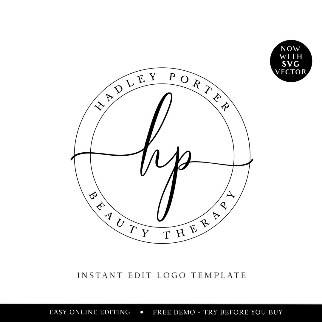 Instant Download Minimalist Round Logo Template, DIY Edit Circular ...