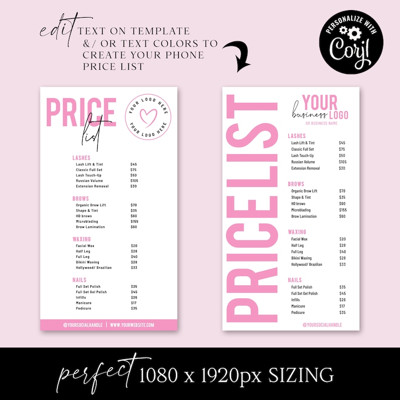 Editable Instagram Price List Template Beauty Insta - Etsy UK