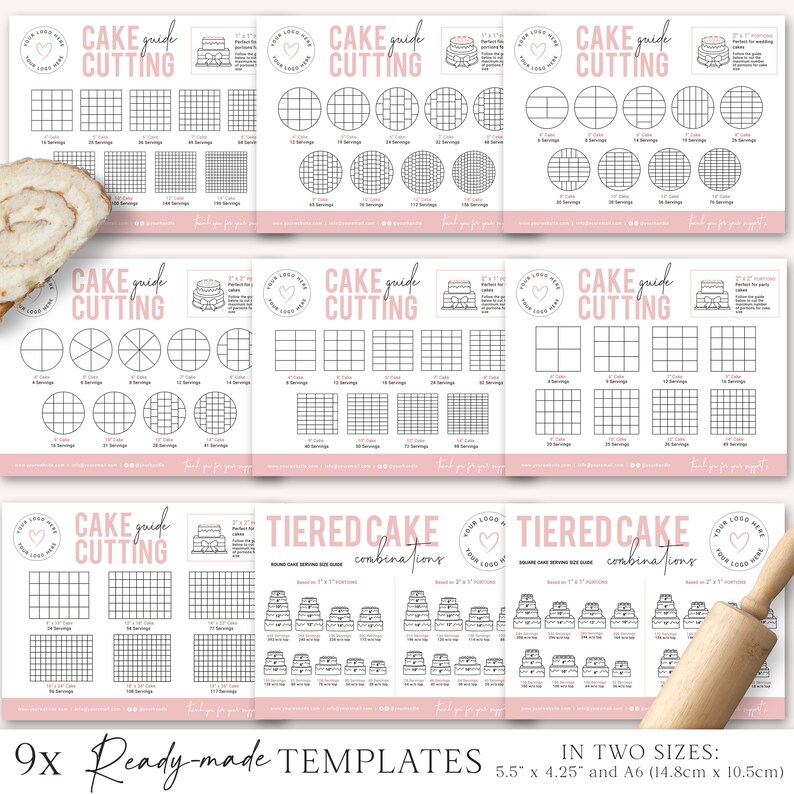 Editable Cake Cutting Guide 9 X Templates Bundle Printable - Etsy UK