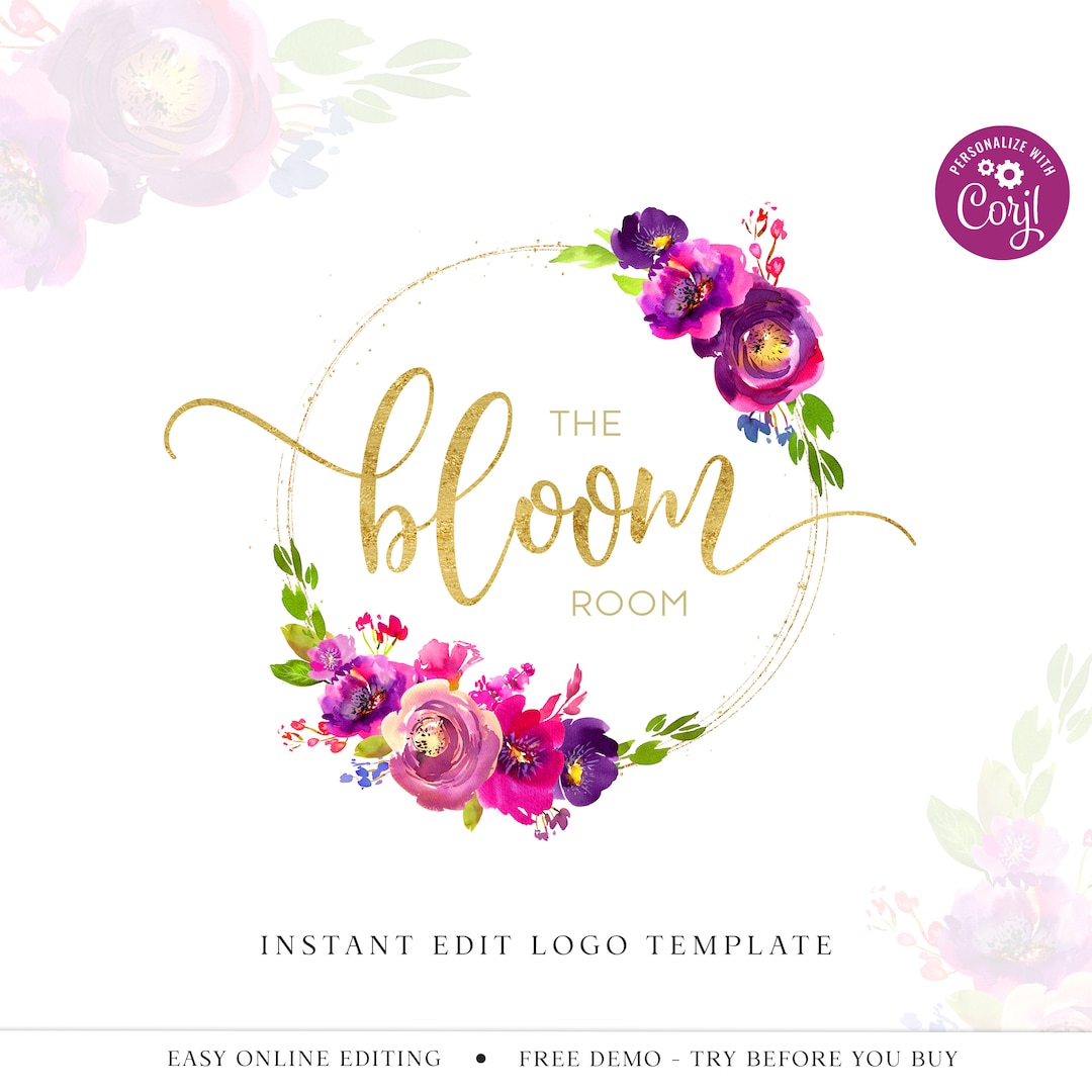 Plantilla de logotipo de flores de edición de bricolaje, logotipo de ...