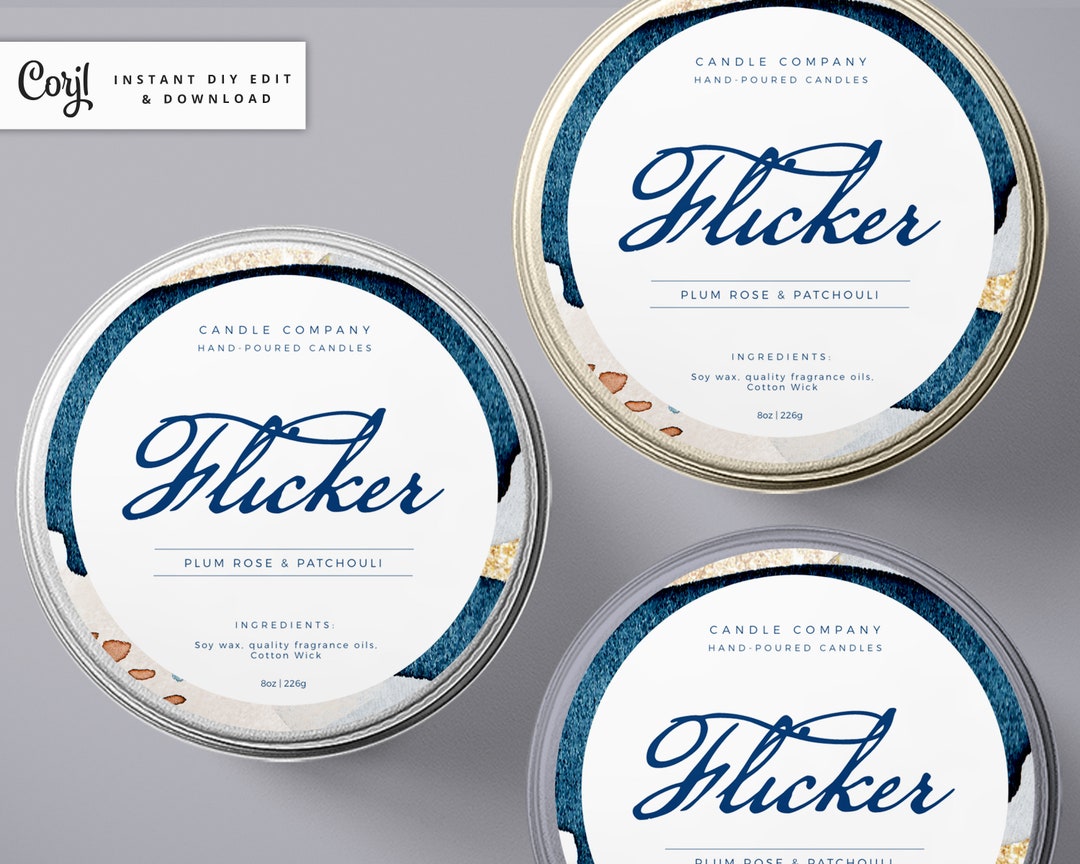 Candle Tin Label Template, Editable Round Product Label, DIY Edit Label ...