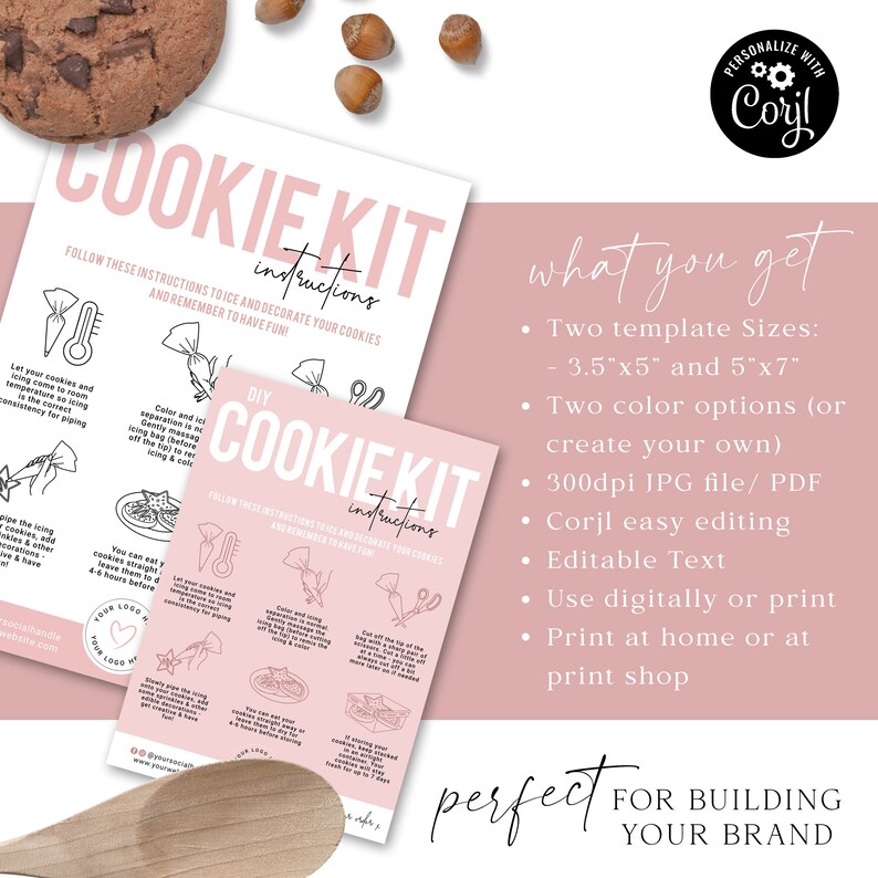 DIY Cookie Kit Instructions Editable Template Printable - Etsy