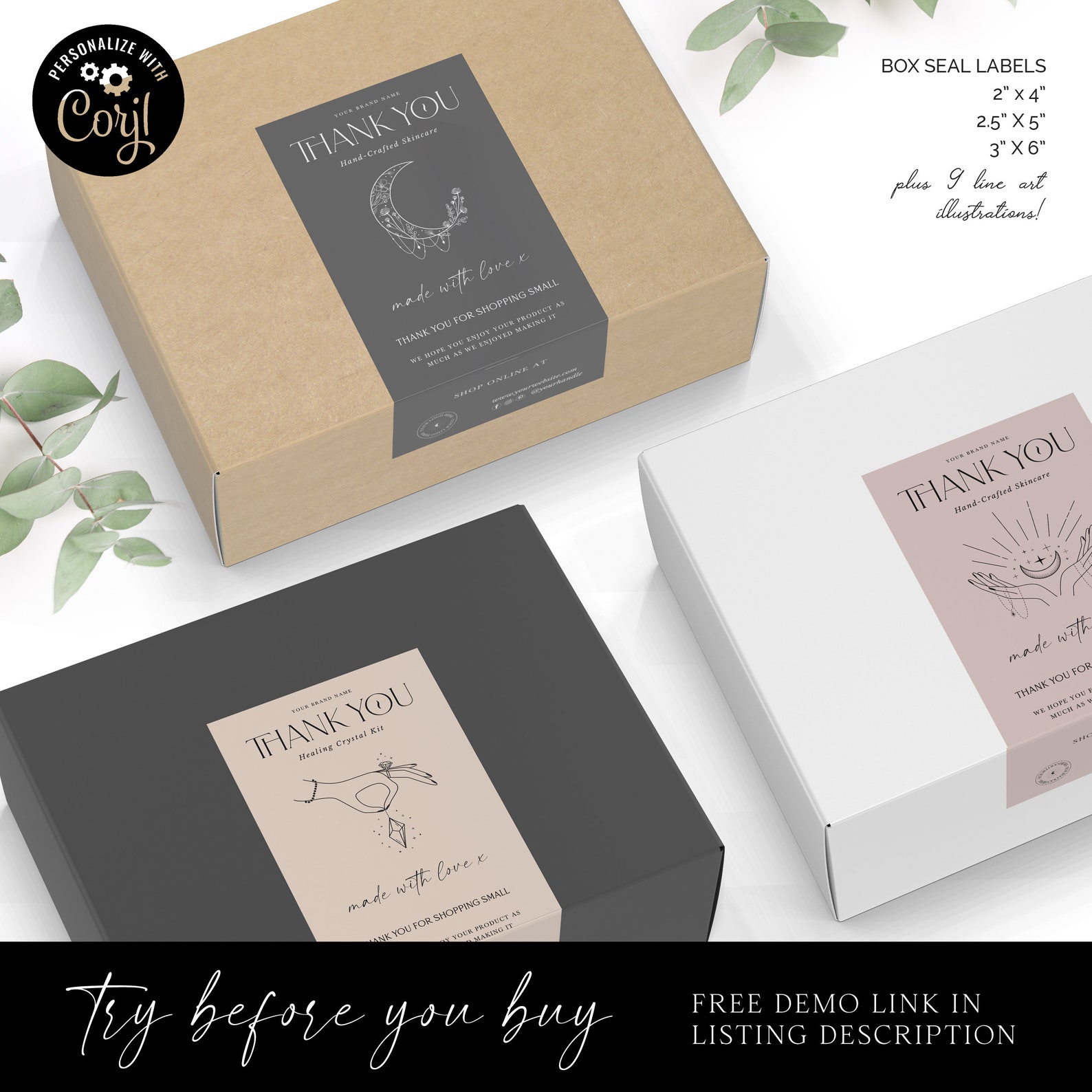 Editable Box Seal Label Template 3 Sizes DIY Edit Box Seal - Etsy UK