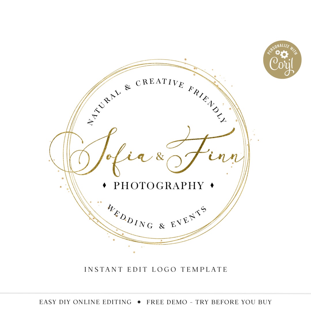 Editable Round Logo Template, Elegant Gold Foil Business Logo ...