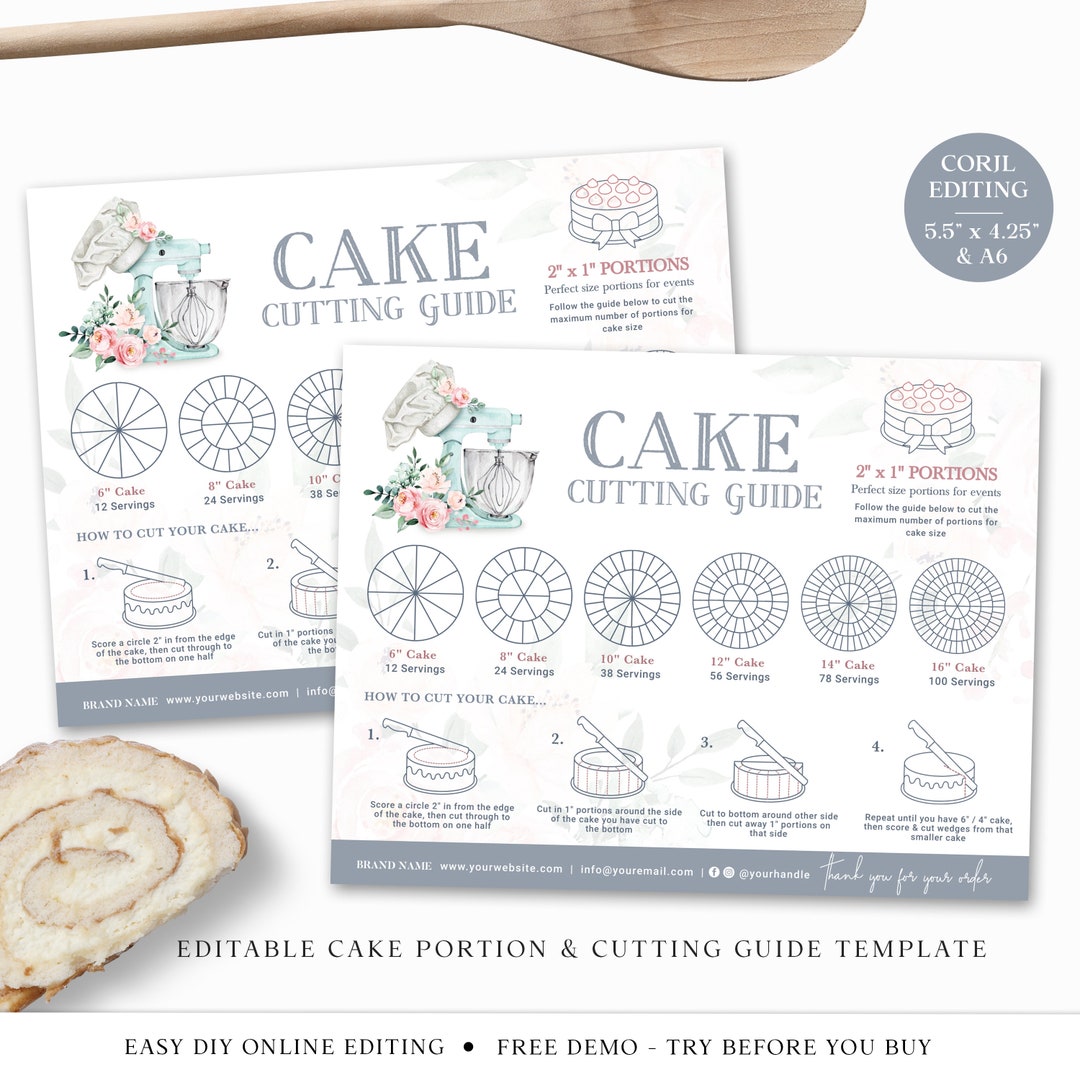 Party Cake Cutting Guide Editable Template 2 Sizes - Etsy
