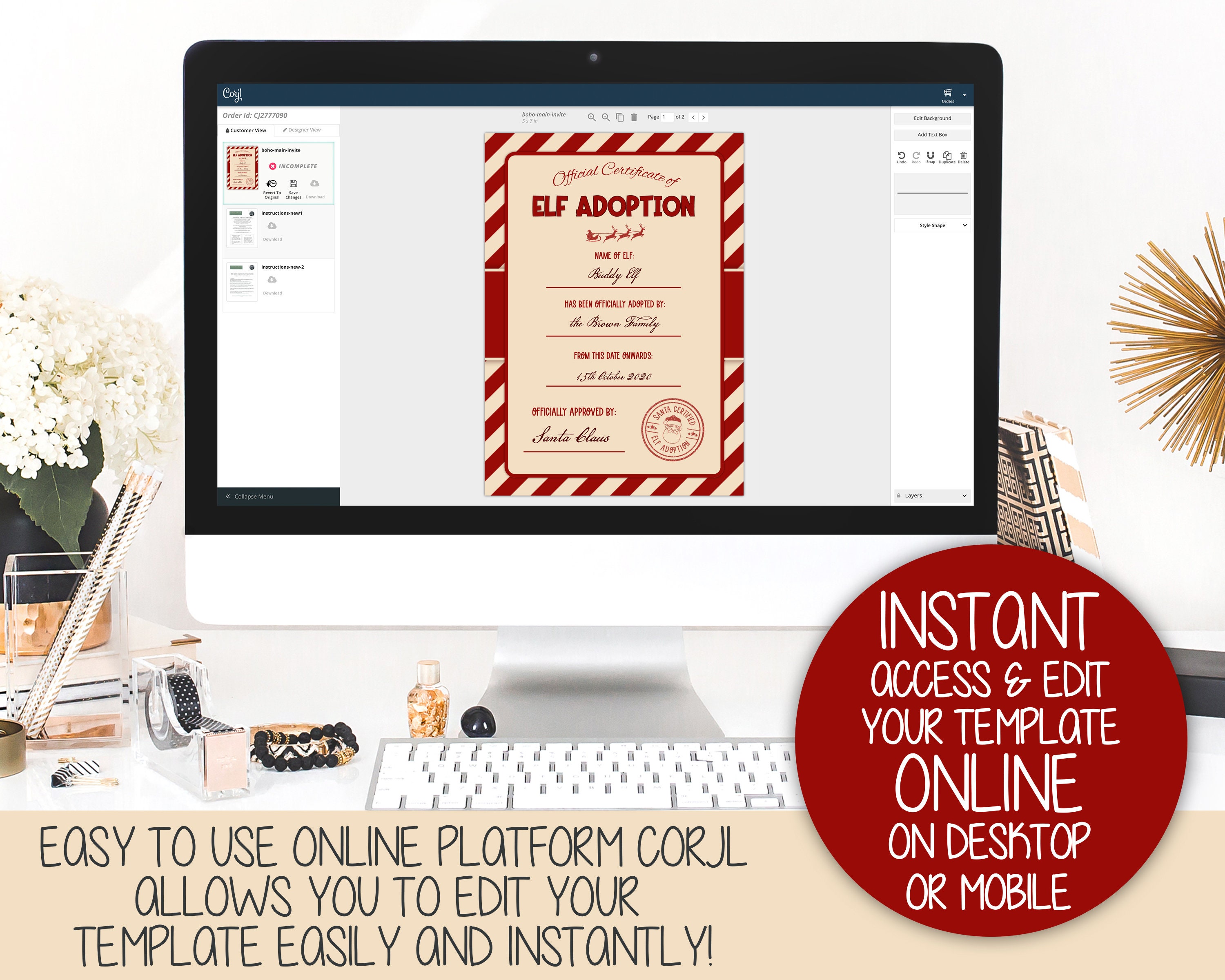 Christmas Elf Adoption Certificate Template Editable Instant - Etsy