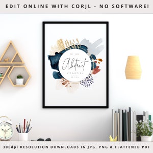 Editable Branding Template, DIY Premade Logo, Abstract Brushstroke Logo ...