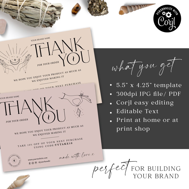 Editable Thank You Card Template DIY Edit Thank You for Your - Etsy