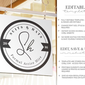 Editable Round Stamp Badge Submark Style Typography Logo | Instant Edit ...