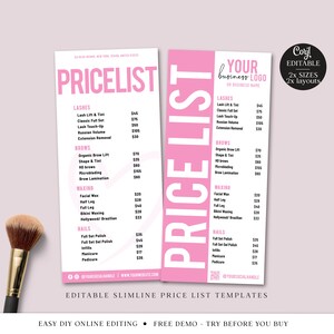 Business Price List Editable Template, 2 Sizes Slimline Price Guide ...