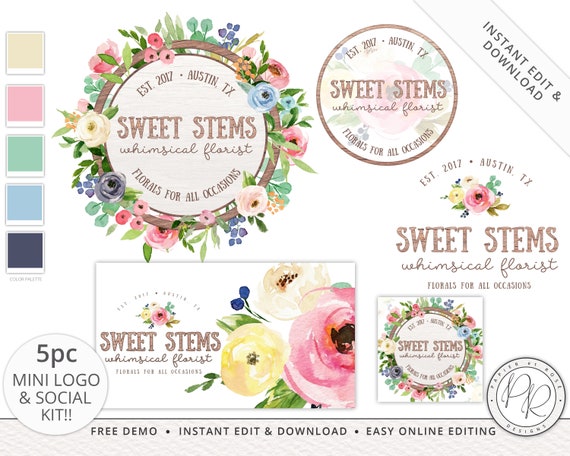 Design & Templates PR0208 Logo Template 5pc Premade Mini Kit Logos ...