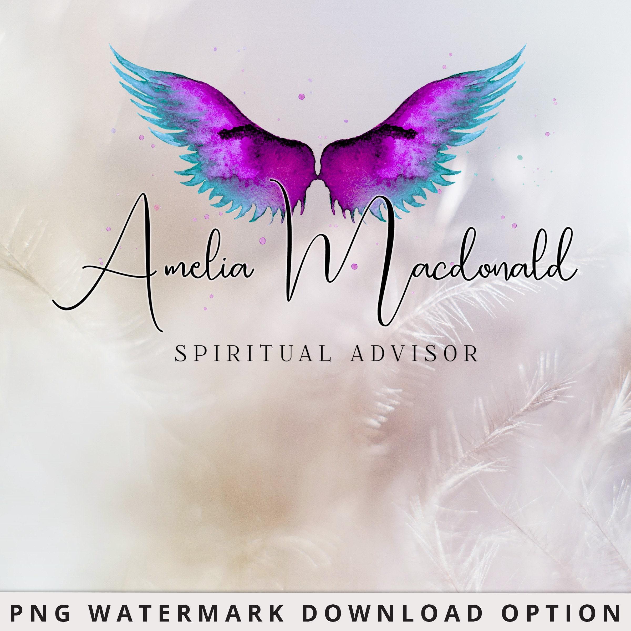 EDITABLE 3 X Logo Suite Spiritual Angel Wings Watercolor | Etsy