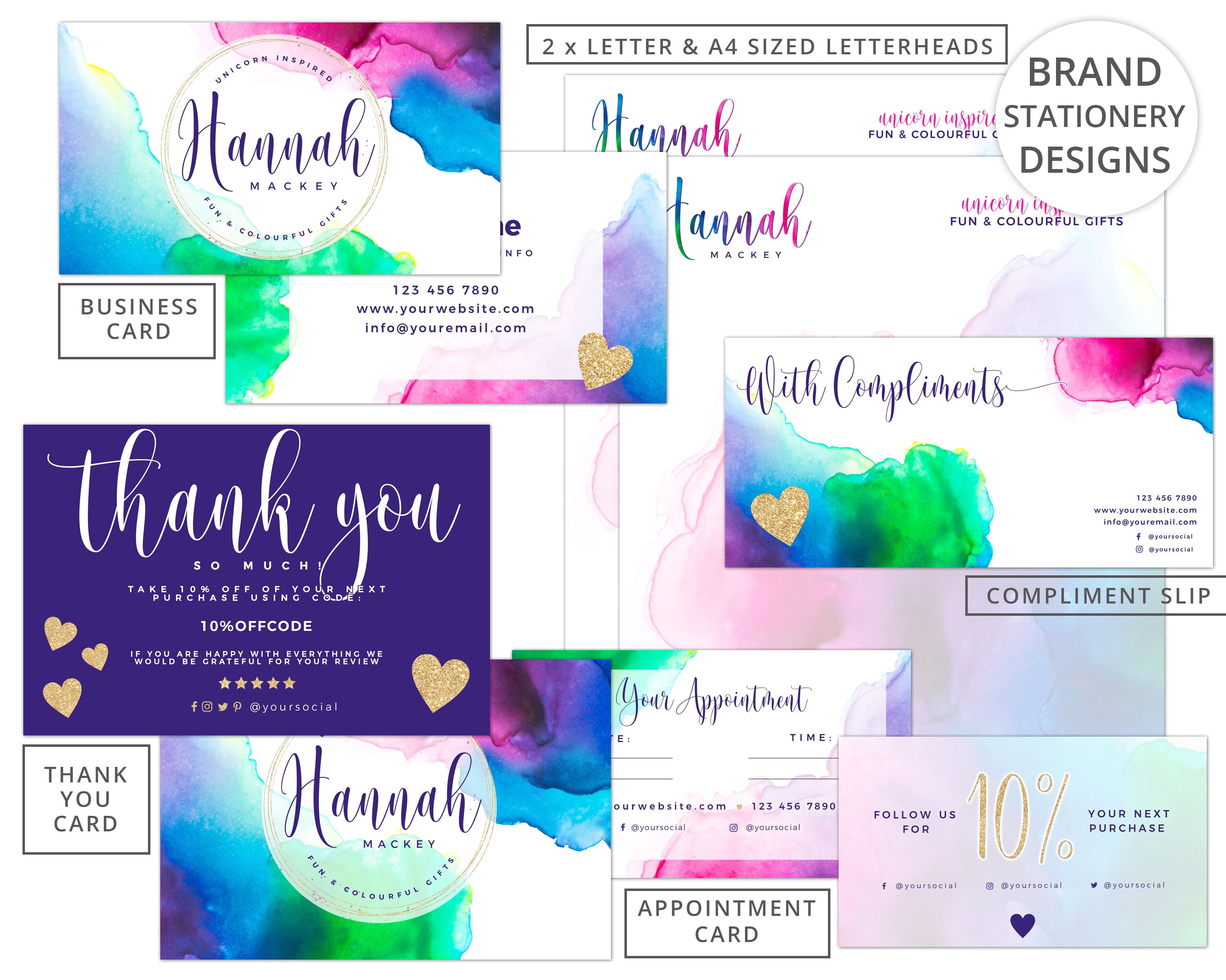 Editable 14pc Full Branding Plus Brand Board Rainbow - Etsy UK