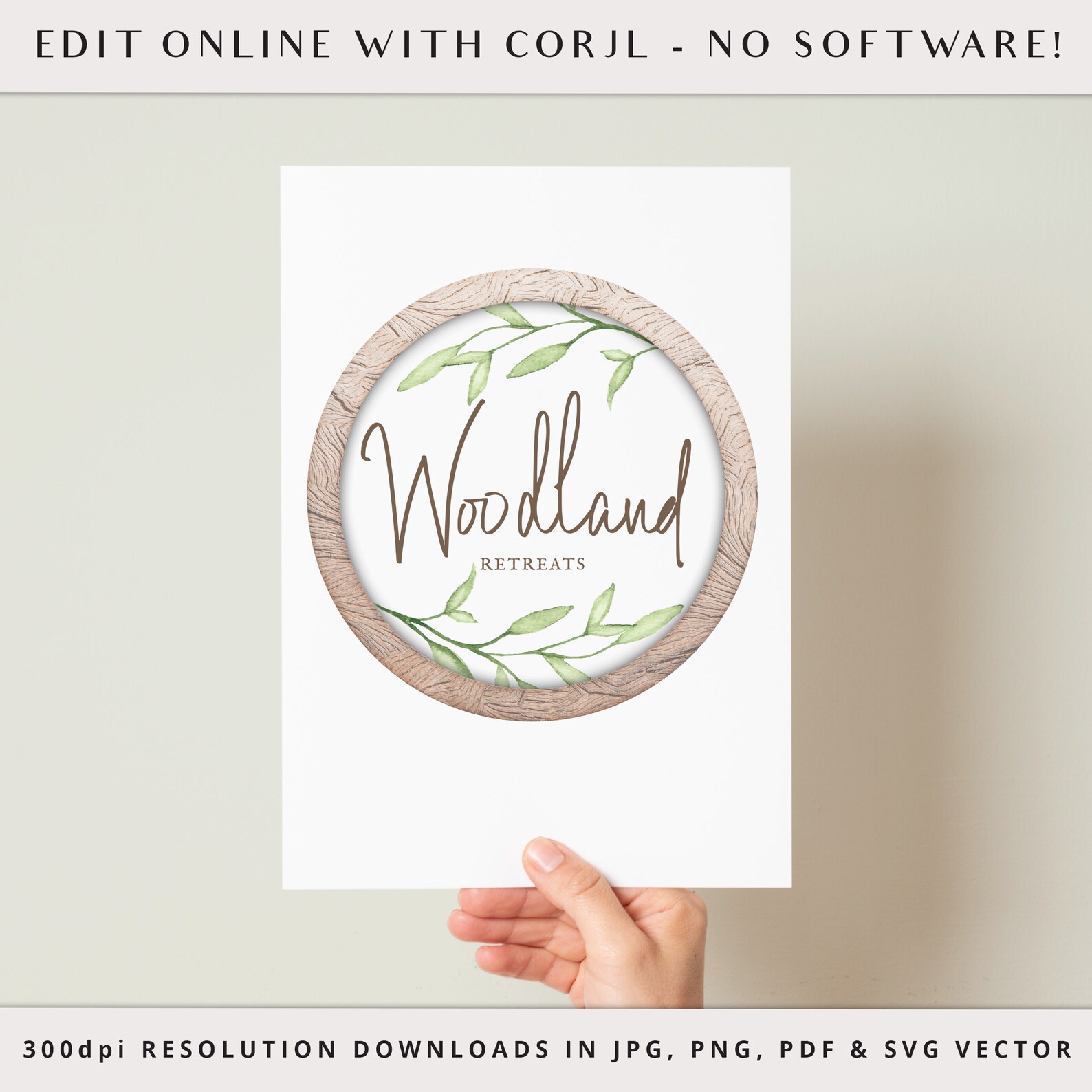Editable Rustic Logo Template Editable Wood Affect Circle - Etsy