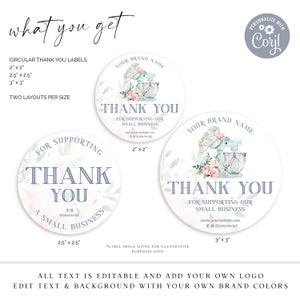 Thank You Label Template 3 Sizes Bakery Editable Cake Thank You ...