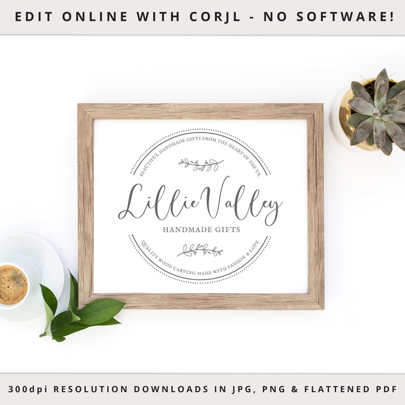 Editable Round Vintage Circular DIY Logo Template - Etsy