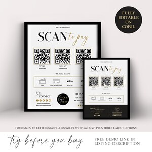 Payment Sign Editable Template, Minimalist DIY Edit Scan to Pay Poster ...