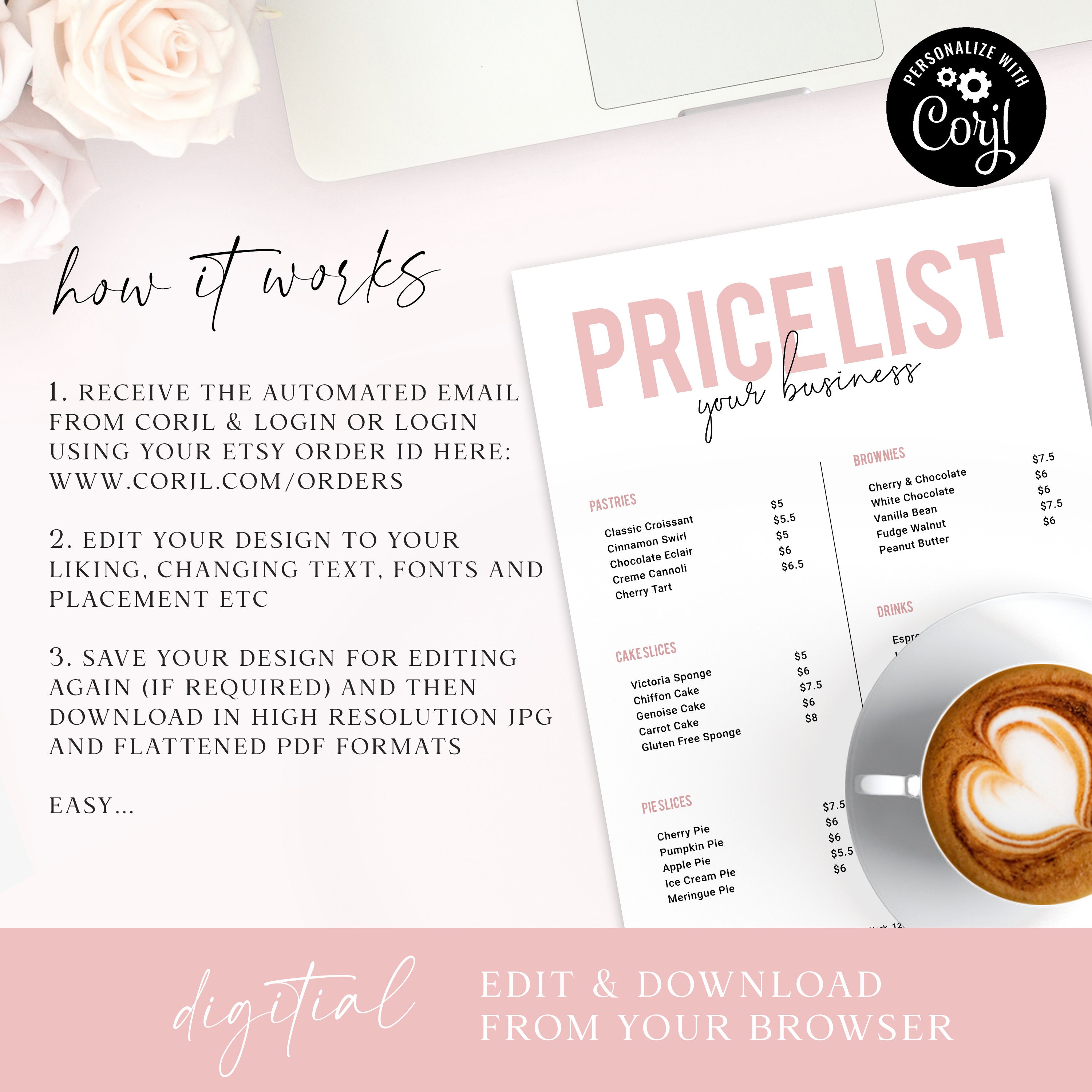 Editable Price List Template A4 & US Letter Minimalist - Etsy UK