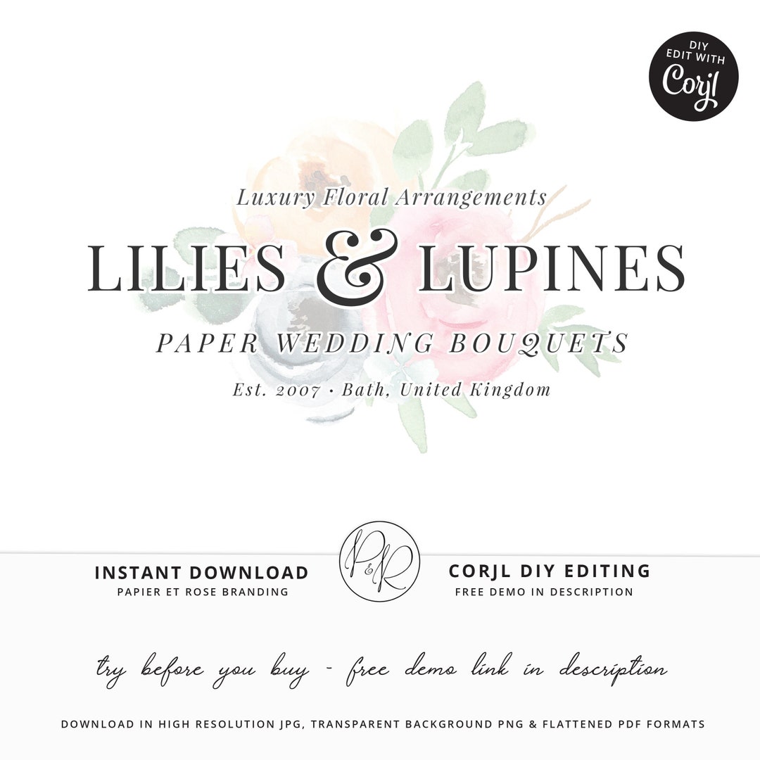 Editable Kitsch Logo Abstract Floral Farmhouse Style Boutique ...