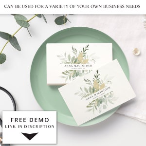 Editable Greenery Logo Template, DIY Edit Instant Watercolor Leaves ...