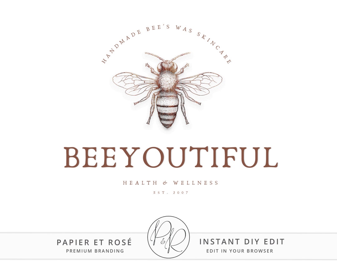 Editable Rustic Bee Farmhouse Logo Design Instant Download Business ...