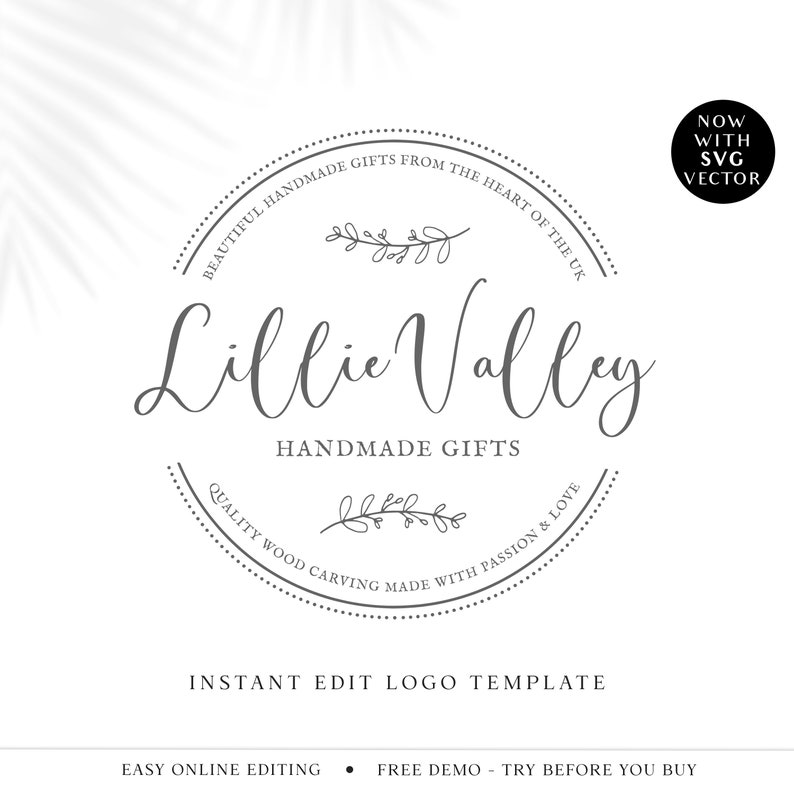 Editable Round Vintage Circular DIY Logo Template - Etsy