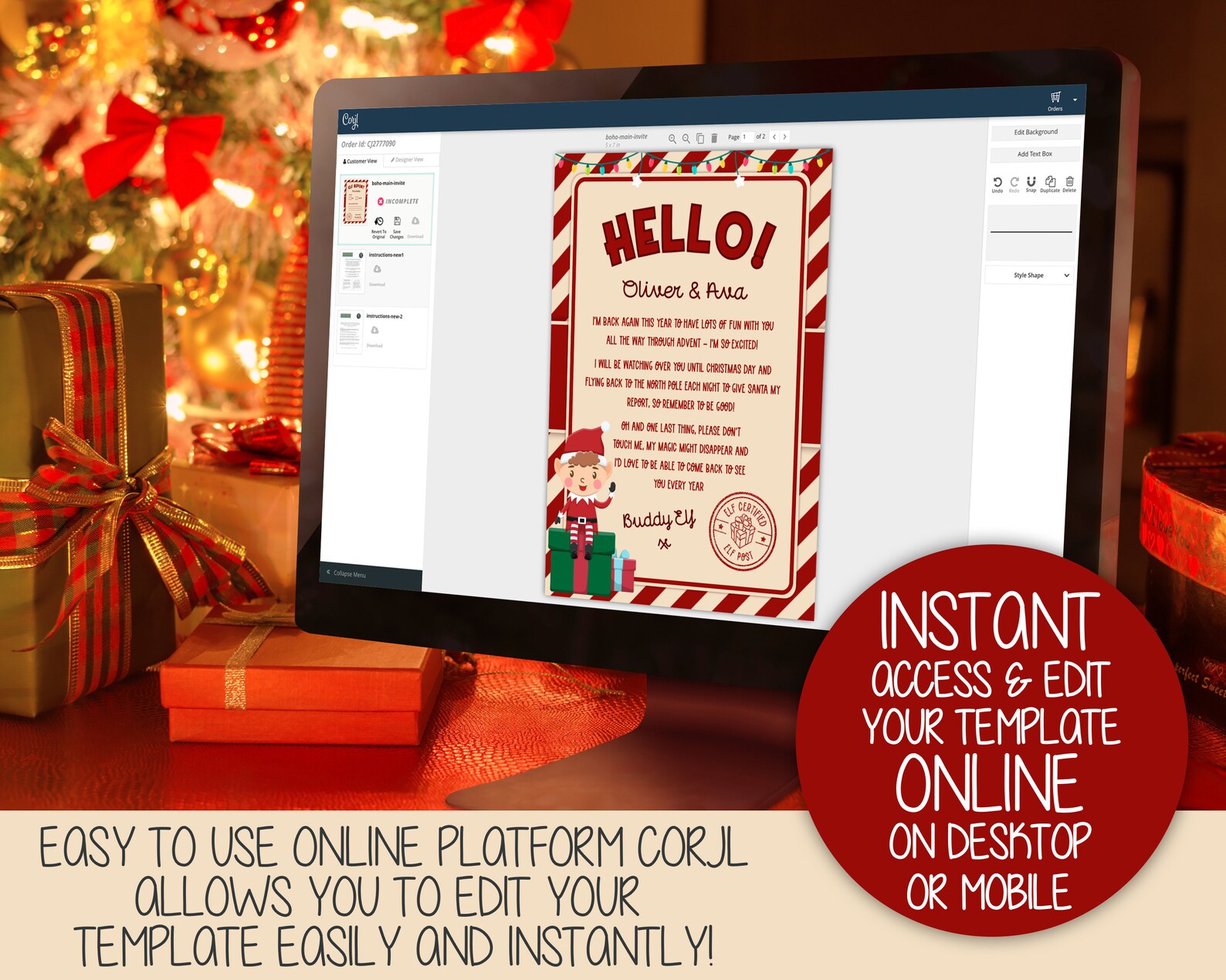 Elf Activity Template Kit Printable Elf Hello Letter Instant - Etsy