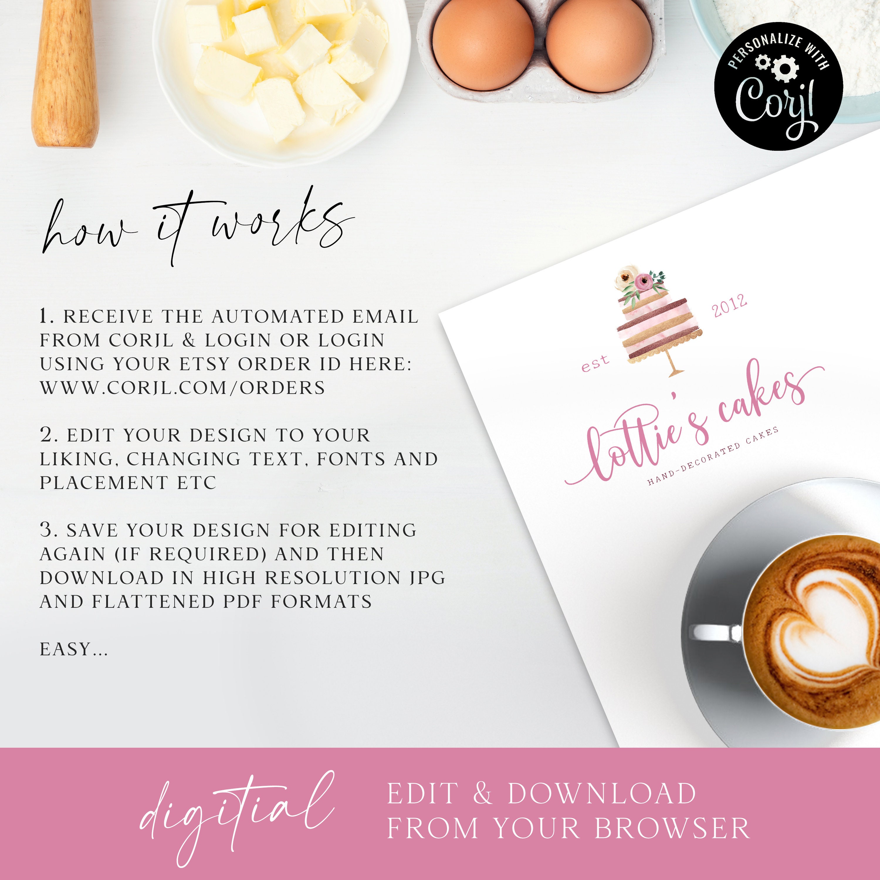 Editable Bakery Logo Template DIY Edit Cake Decorator Logo - Etsy UK