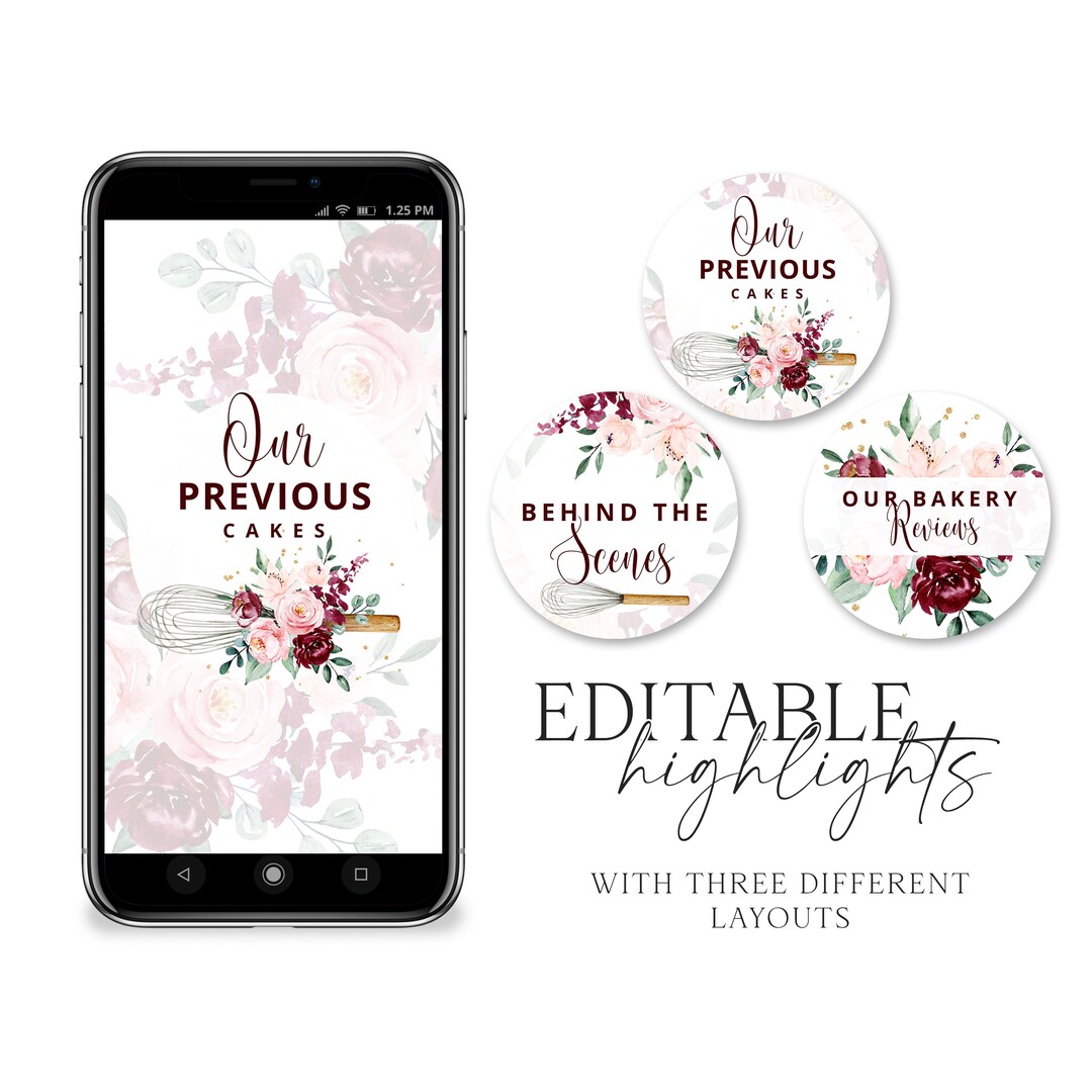 Instagram Highlights Editable Template, Instagram Editable Bakery Story ...