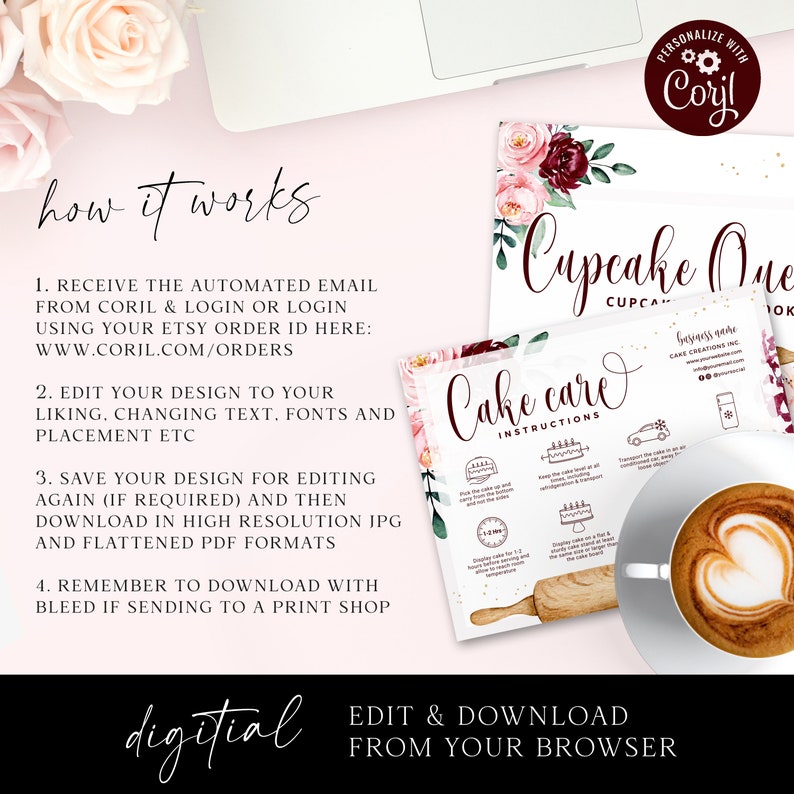Editable Cake Care Card Printable Cake Care Template - Etsy