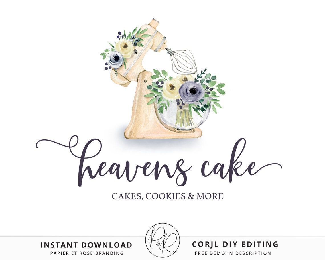 Editable Bakery Logo Template Instant Watercolor Watermark - Etsy UK