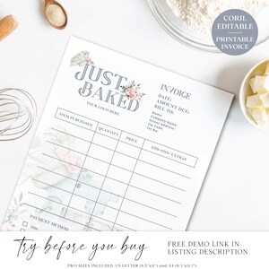 Editable Invoice Template, DIY Edit Business Invoice Form, Printable ...