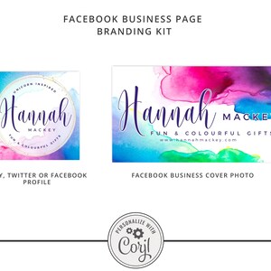 Editable 5pc Mini Kit Logos Suite & Social Package Bright Rainbow ...