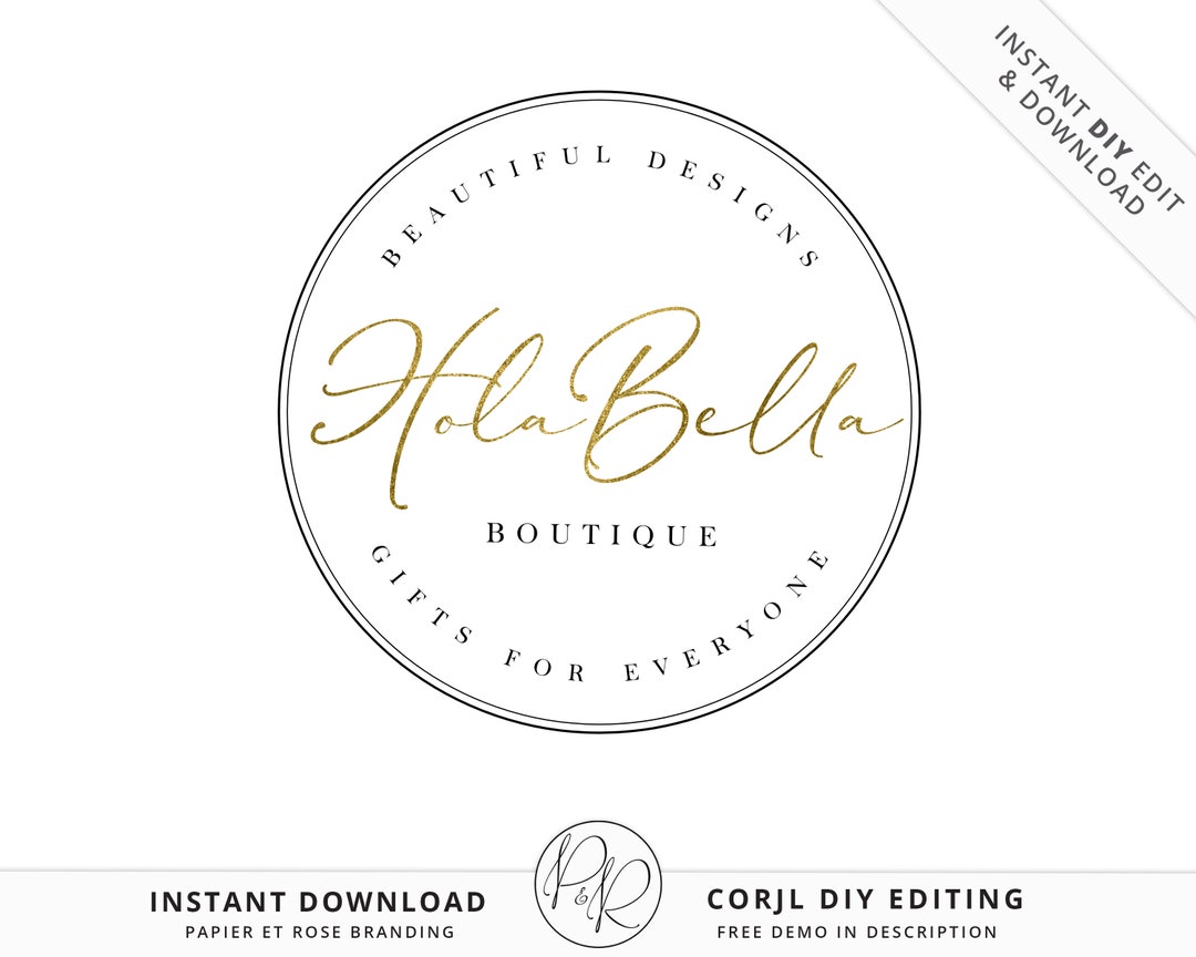 DIY Editable Circle Typography Logo Signature Watermark Logo Modern ...