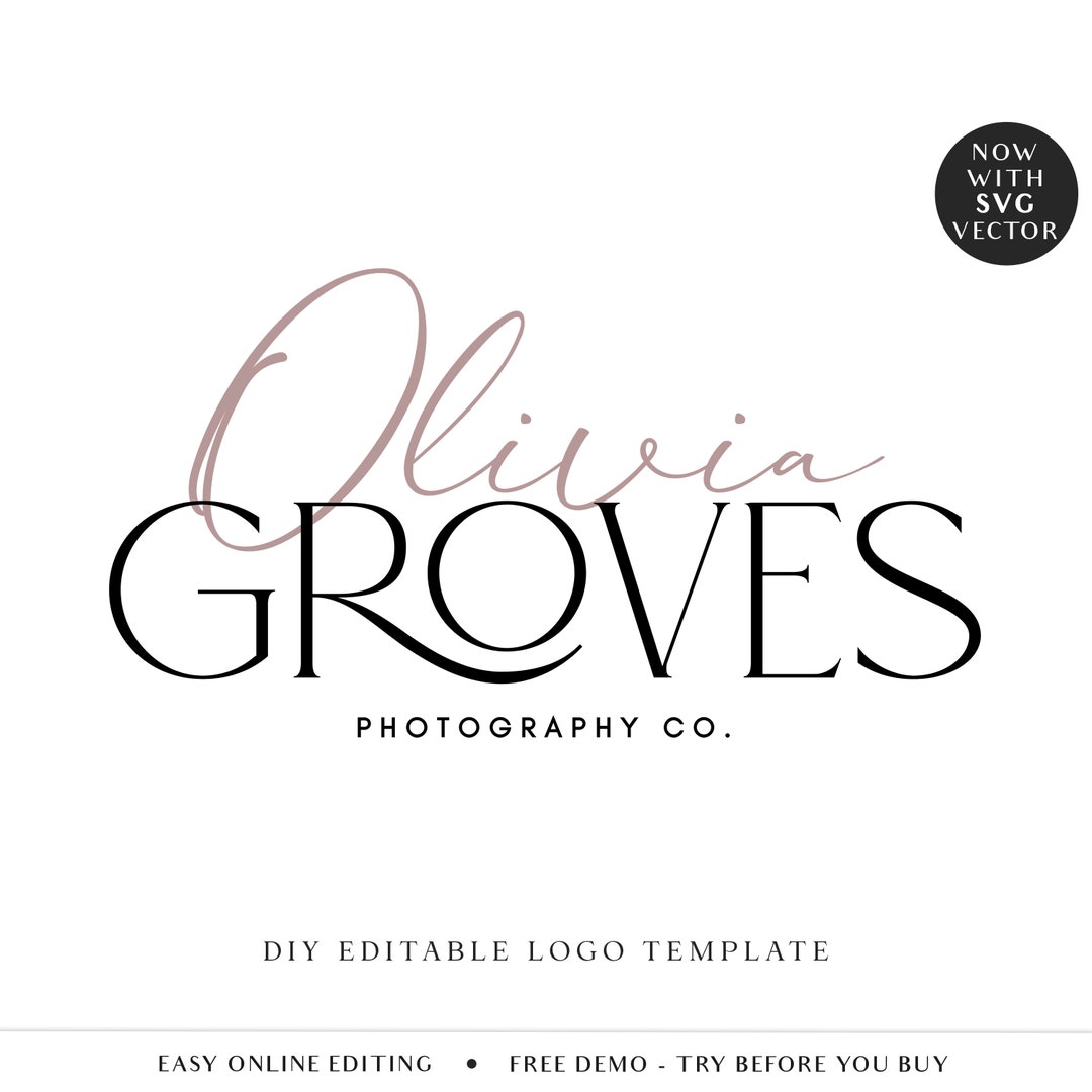 Editable Simple Logo Text Only Photography Watermark Minimal Logo ...