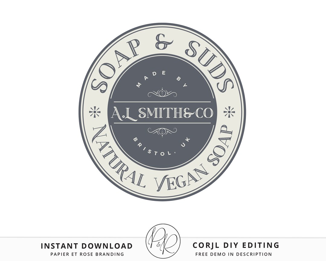 DIY Editable Vintage Logo Rustic Soap Label Design Instant Download ...