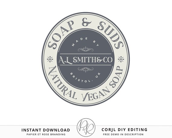 DIY Editable Vintage Logo Rustic Soap Label Design Instant - Etsy
