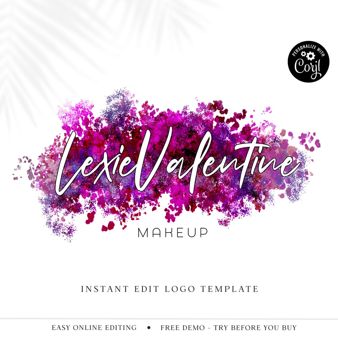 Editable Messy Logo Template, DIY Edit Watercolor Makeup Artist Logo ...