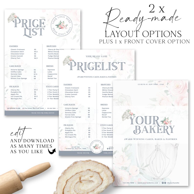 Bakery Price List Template 5 X 7 Editable Pricing - Etsy