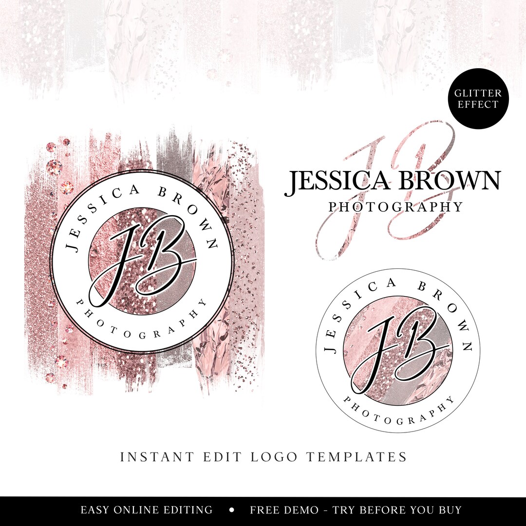 Glitter Editable Logo Template Bundle, DIY Edit Branding Bundle ...