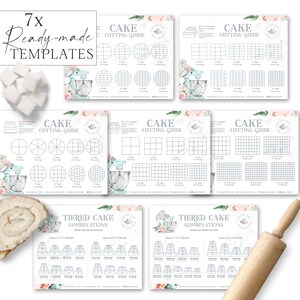 Editable Cake Cutting Guide 7 X Templates Bundle, Printable Wedding ...