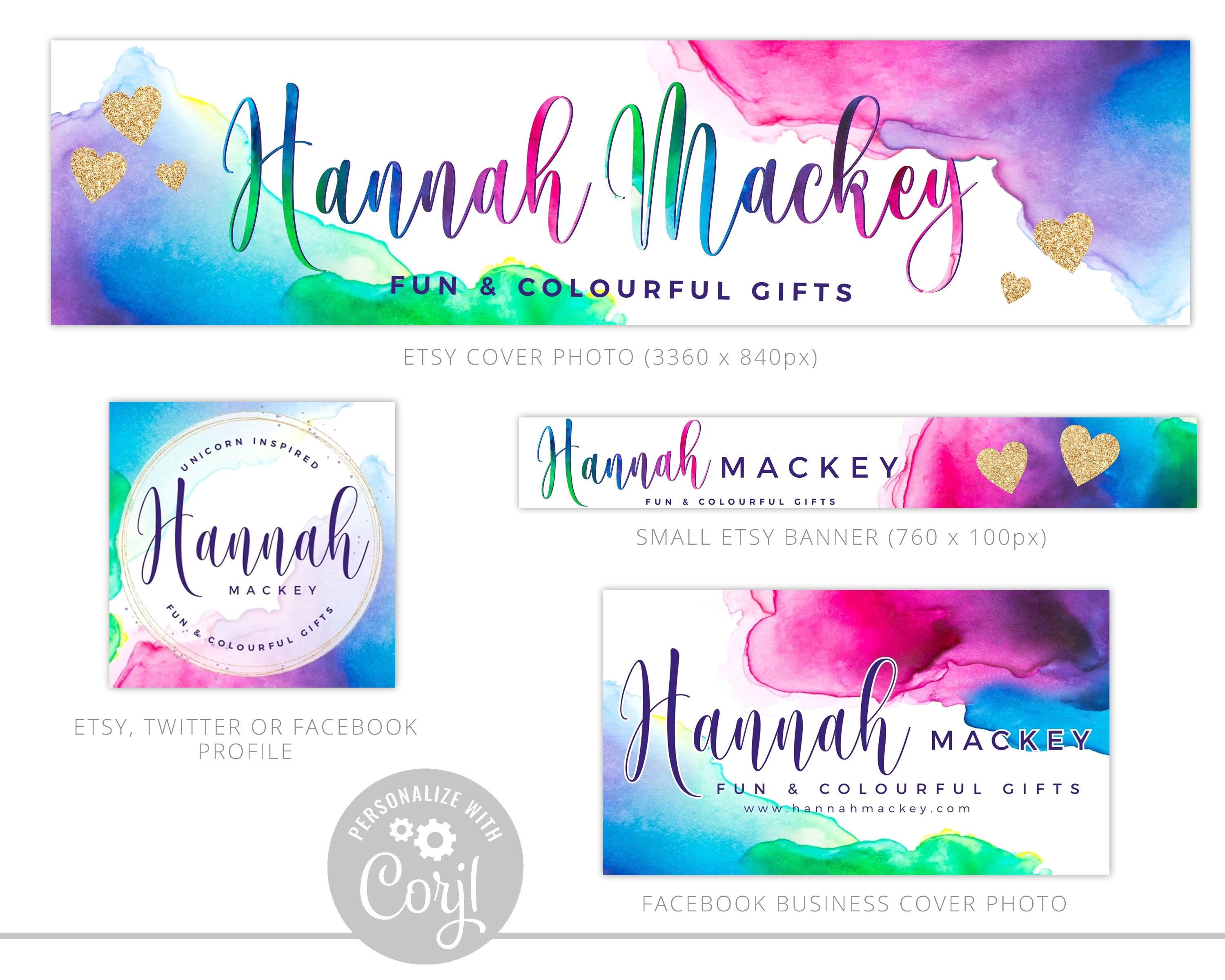 Editable 14pc Full Branding Plus Brand Board Rainbow - Etsy UK
